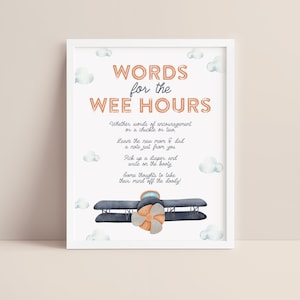 Words for the Wee Hours Sign - Airplane Baby Shower - Activity ...