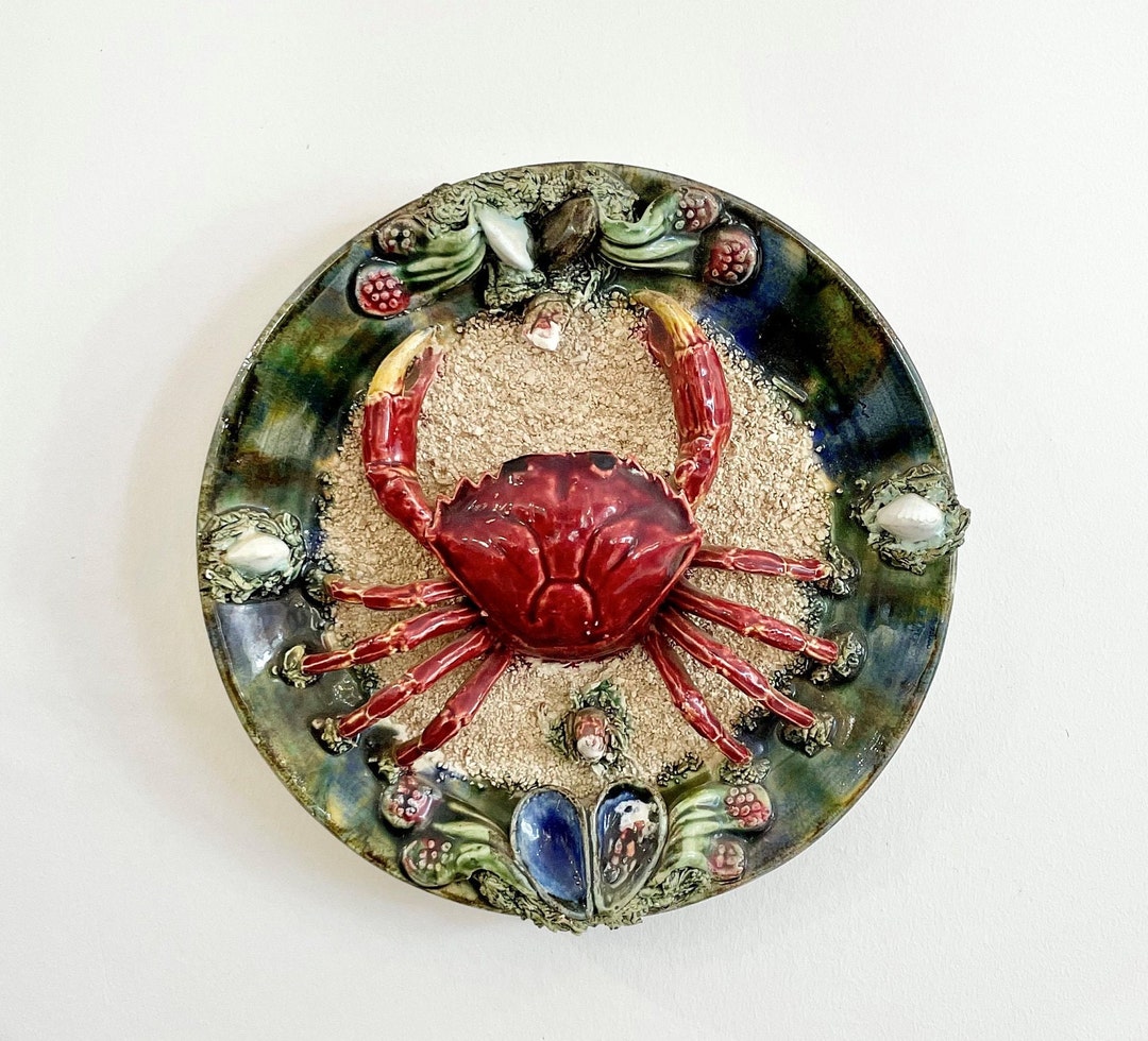 Kitsche Crab Hand Painted Plate Palissy Majorca Plate Made in Portugal ...