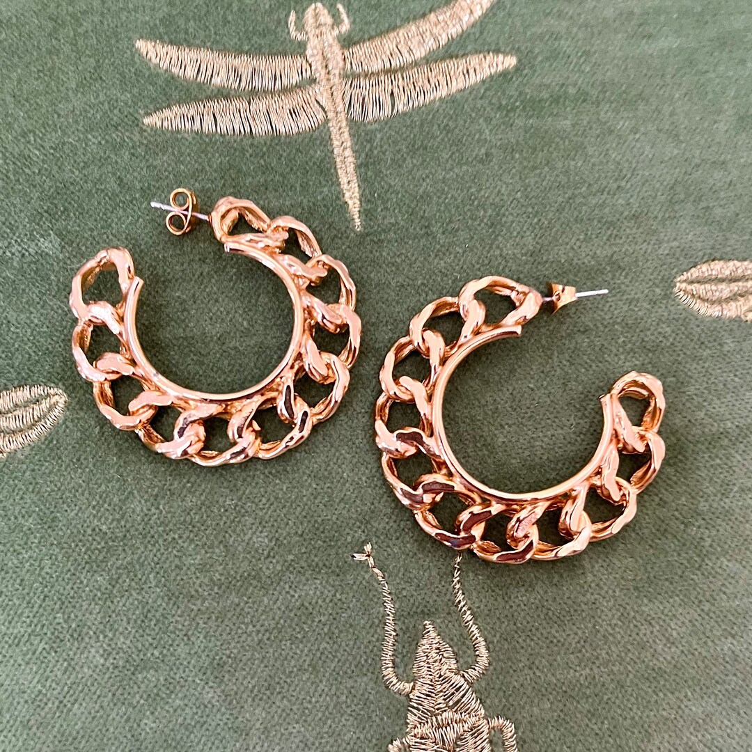Vintage Gold Hoops Chain Style - Etsy