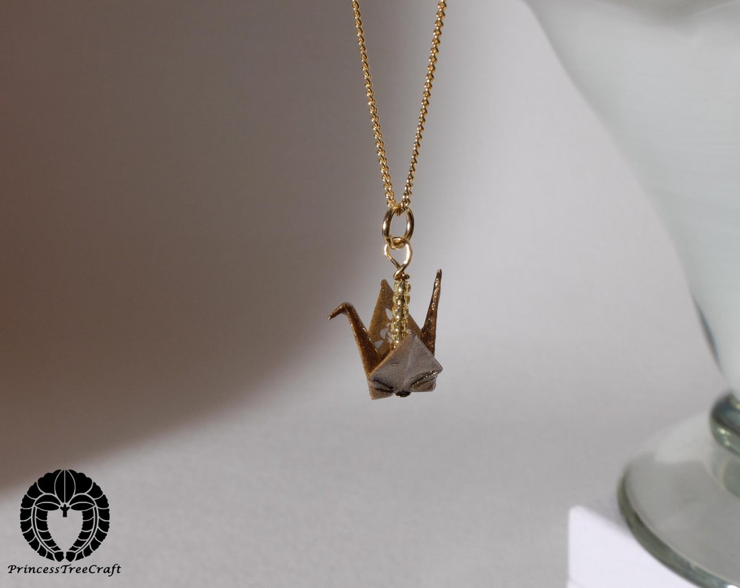 Gold Origami Crane Pendant, Origami Crane Necklace, Origami Crane ...