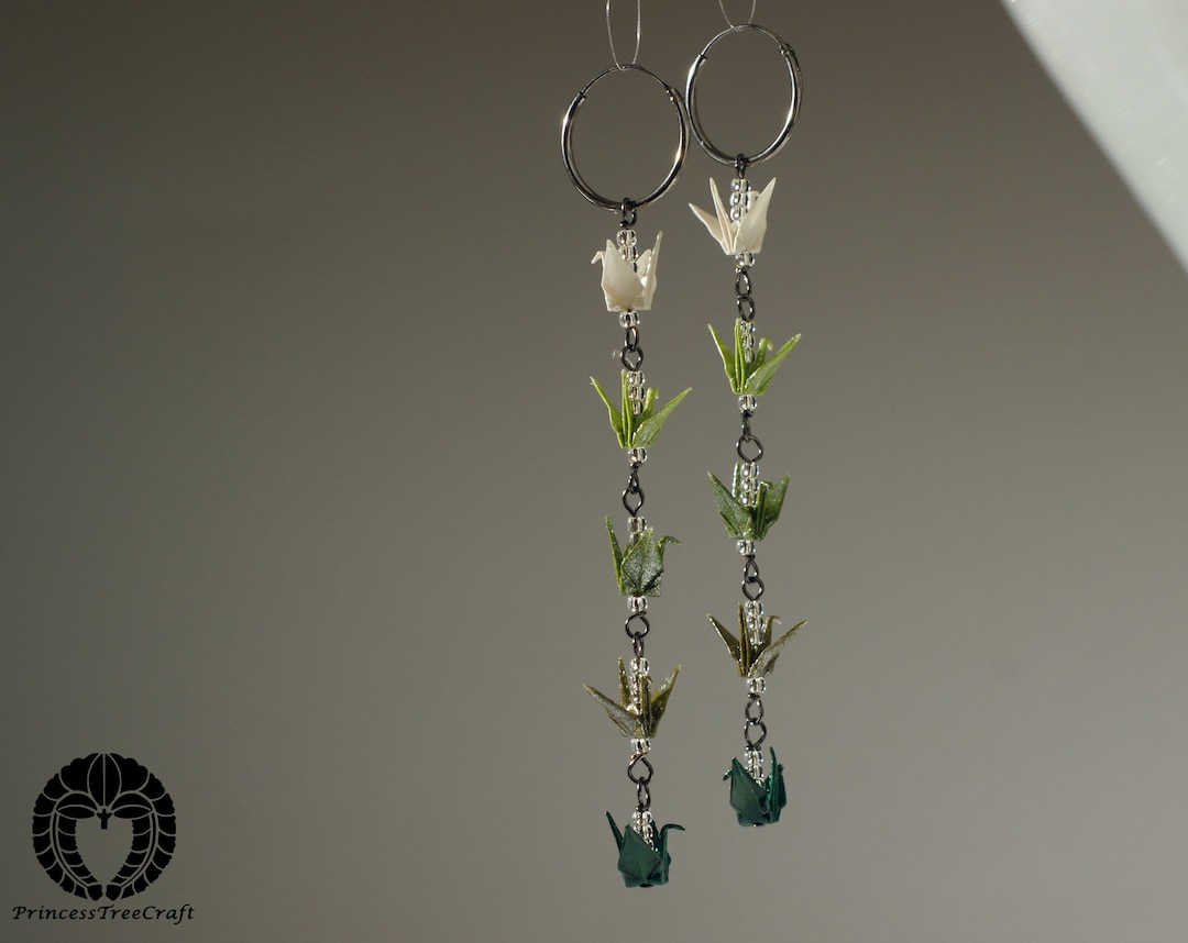 Wearable Art Origami Crane Earrings With Oxidised Silver Ear Wire ...