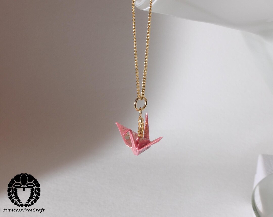 Dusty Rose Origami Crane Pendant, Origami Crane Necklace, Origami Crane ...