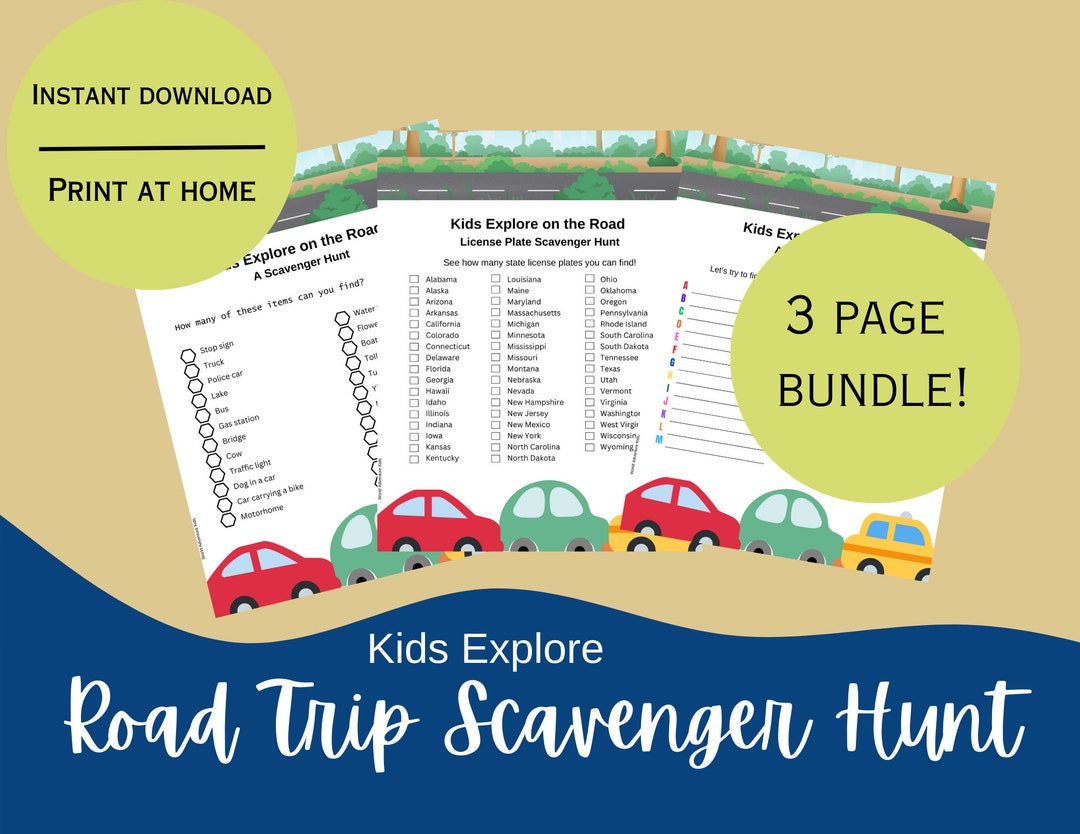 Road Trip Scavenger Hunt, Kids Explore, Printable, Road Trip Games ...