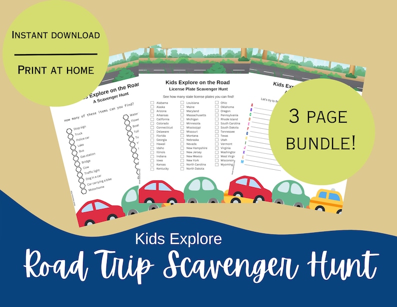 Road Trip Scavenger Hunt, Kids Explore, Printable, Road Trip Games ...