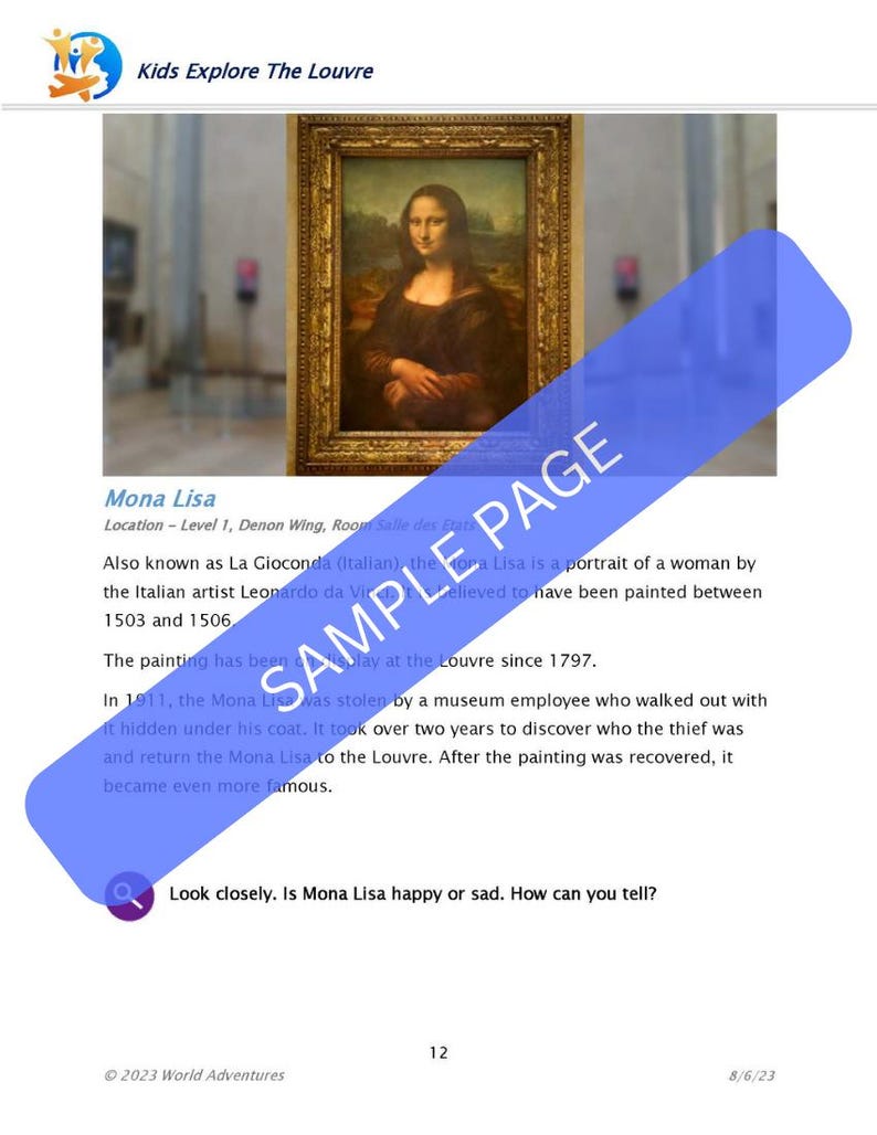 Louvre Scavenger Hunt, Kids Explore France, Printable, Downloadable ...