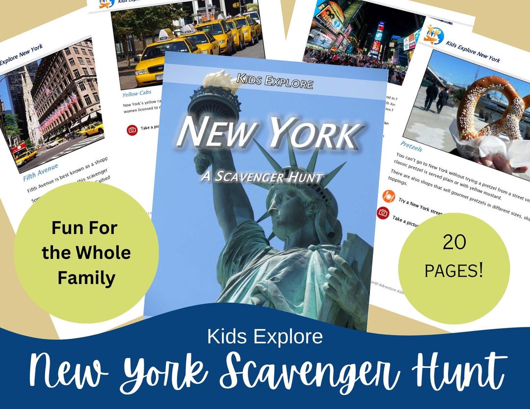 New York Scavenger Hunt, Printable or Downloadable Travel Game, Road ...