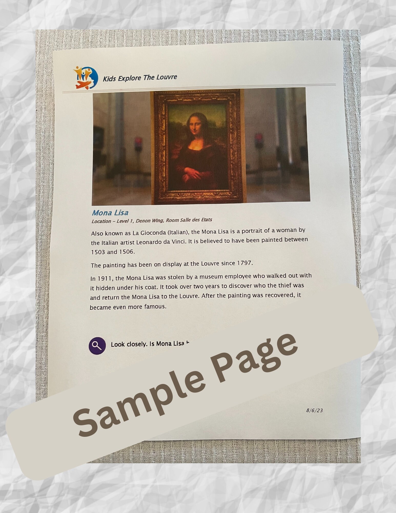 Kids Explore the Louvre Scavenger Hunt France Printable - Etsy Australia