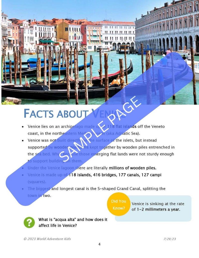 Venice Scavenger Hunt, Kids Explore Italy, Kids Travel Activity ...
