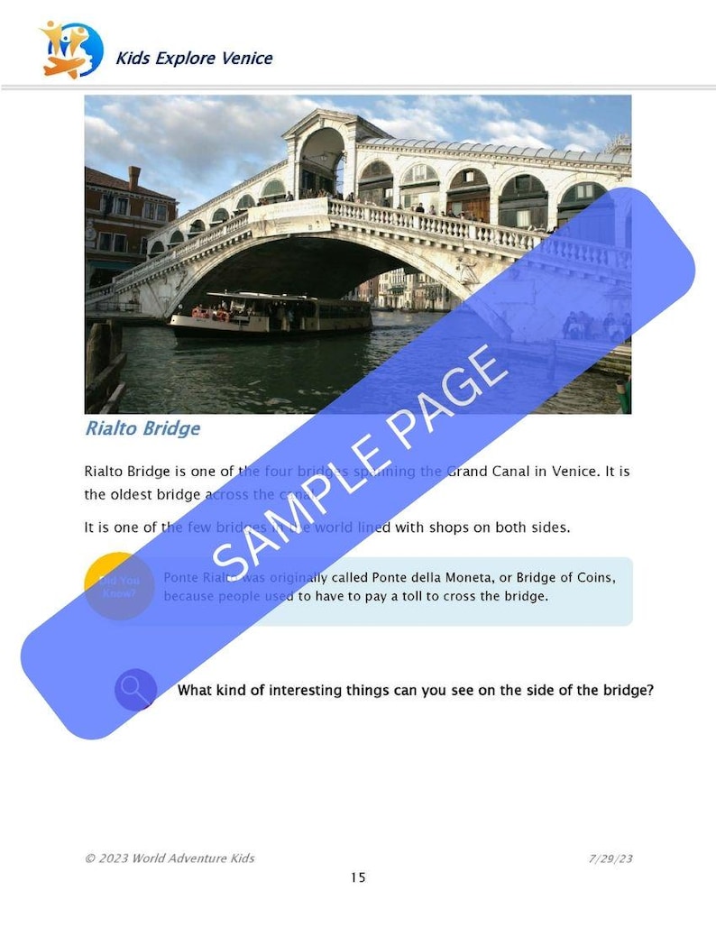 Venice Scavenger Hunt, Kids Explore Italy, Kids Travel Activity ...