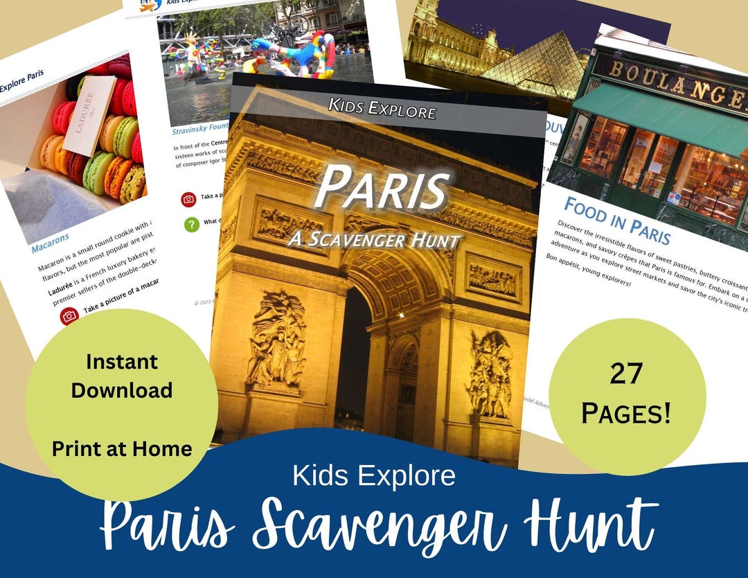 Paris Scavenger Hunt, France Travel Activity, Kids Printable Activity ...
