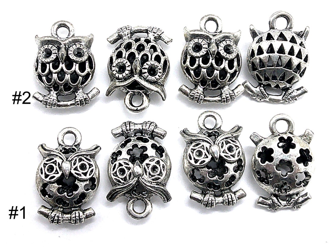 4 Silver Finish Puffed Owl Charms 10.5x16.5 Your Choice (17D) - Etsy