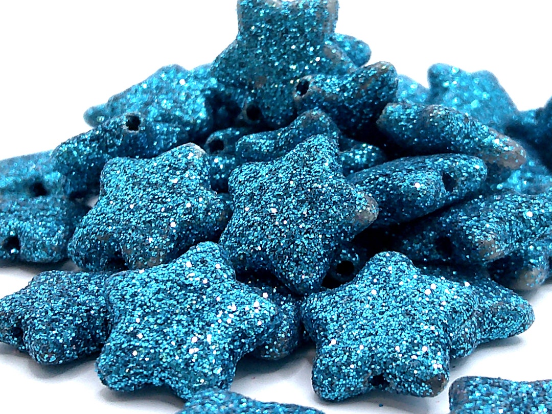 50 Glittered Blue Acrylic Star Beads 15.5mm - Etsy