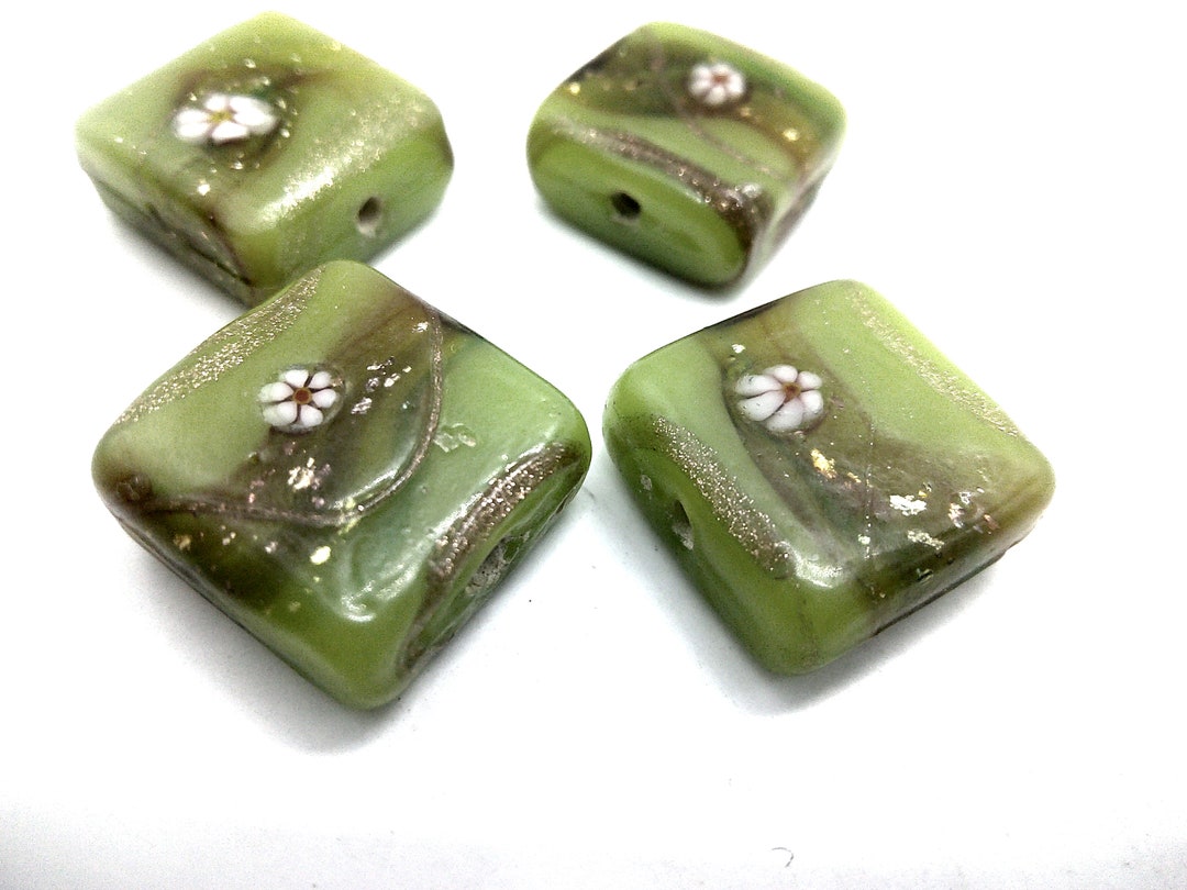 4 Lanpwork Millefiori Glass Green Square Beads 15.5x15.5mm (3D1) - Etsy