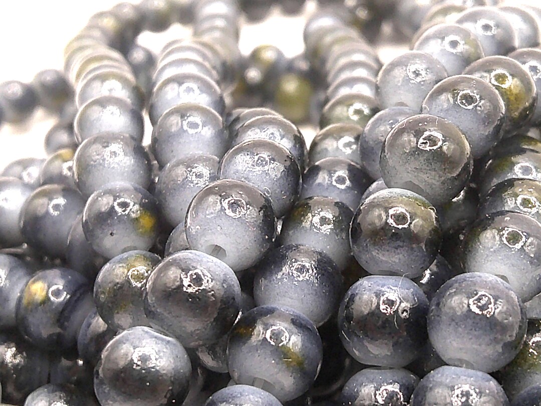 1 Strand Black & Yellow Spotted Glass Round Beads 6mm (5D3) - Etsy