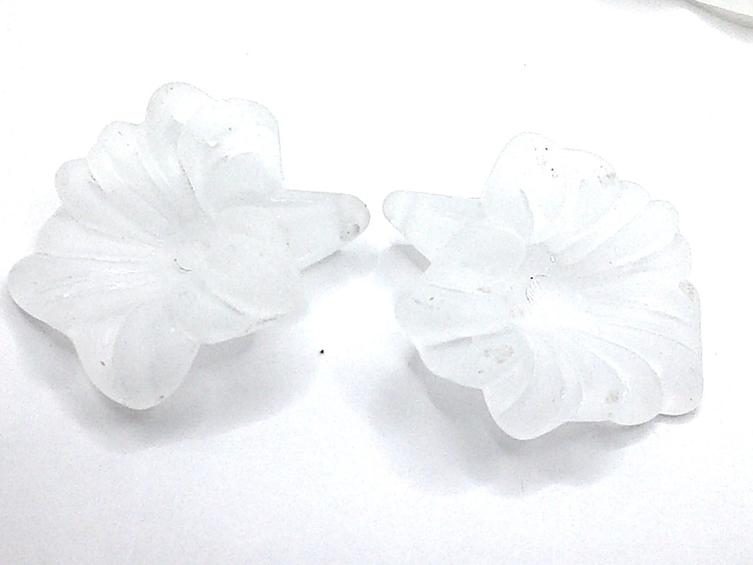 25 Frosted White Fluted Flower Beads 27.5x31mm - Etsy