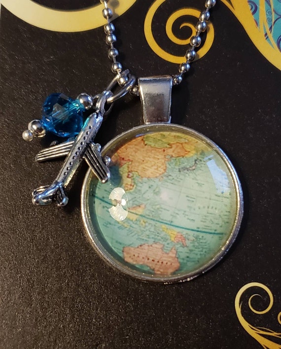 Around the World Charm Necklace World Traveler Holiday | Etsy