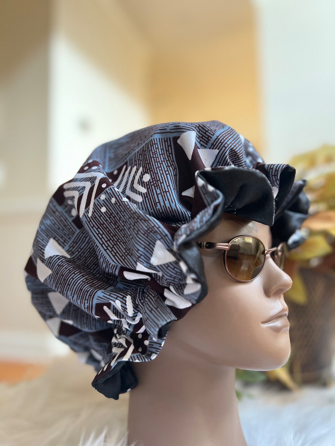 Adjustable Satin Lined Bonnet Made With Ankara Fabric reversible Satin ...