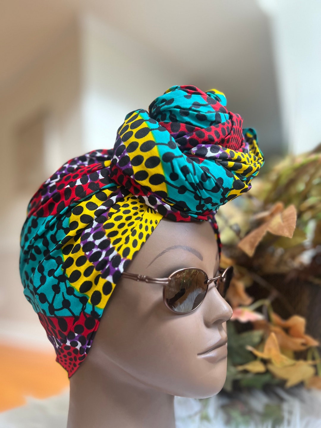 Multi-colored Head-wrap, Hair Accessories, Chemo Gift, Headscarf, 100% ...