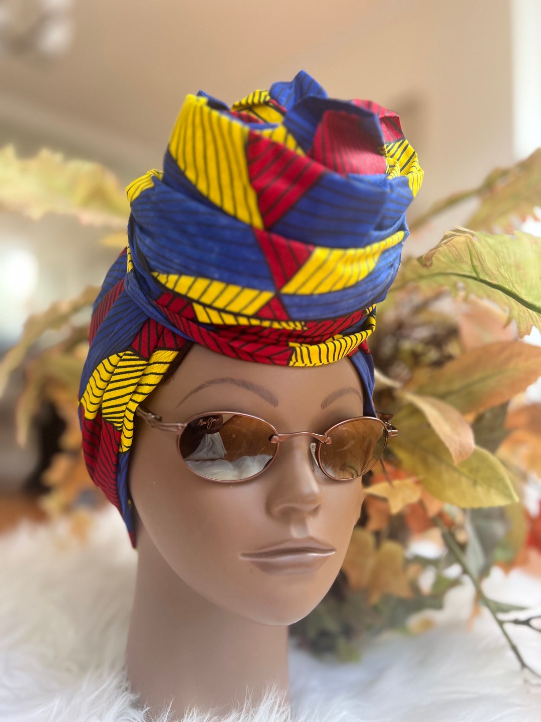 Multi-colored Head-wrap, Hair Accessories, Headscarf, 100% Ankara ...