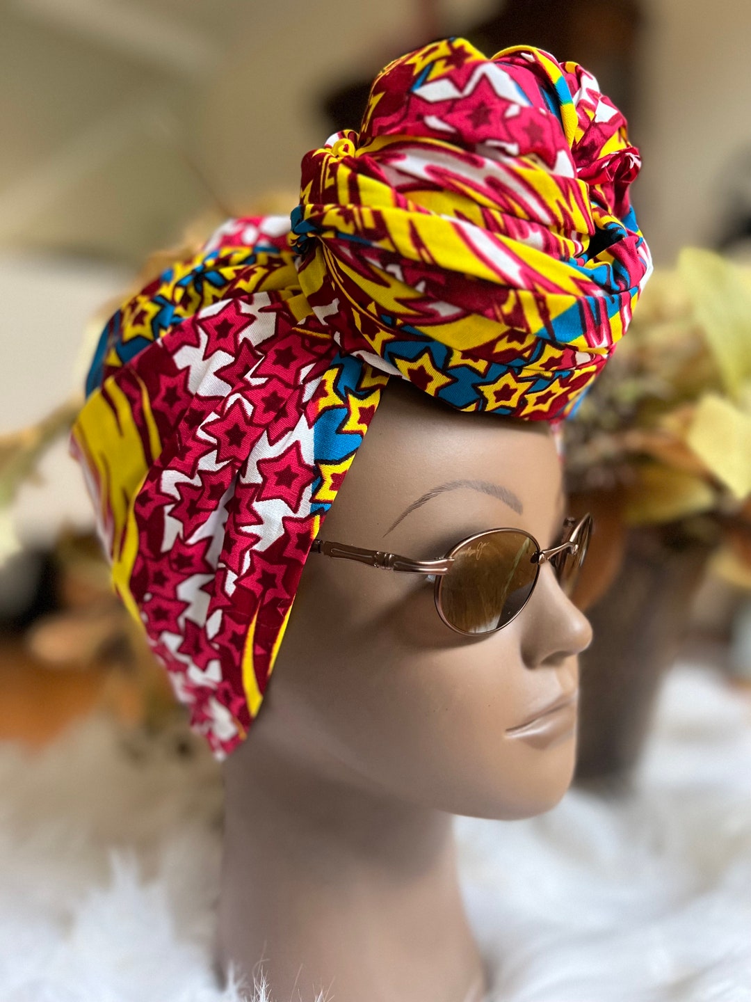 Ship Quickly Multi-colored Head-wrap, 100% Cotton Fabric, Made in USA ...