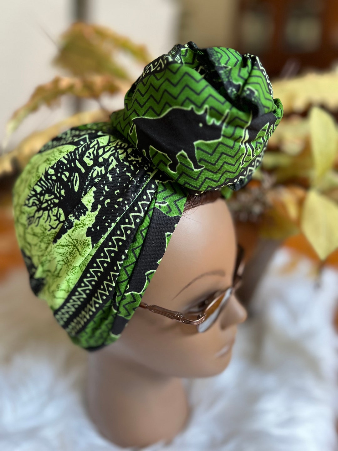 Green and Black Head-wrap, Multi-colored Head-wrap, Hair Accessories ...