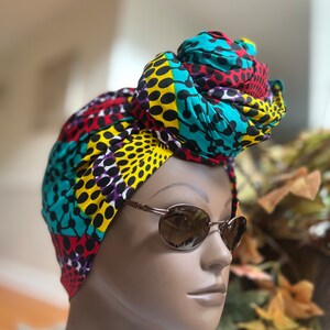 Multi-colored Head-wrap, Hair Accessories, Chemo Gift, Headscarf, 100% ...