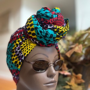 Multi-colored Head-wrap, Hair Accessories, Chemo Gift, Headscarf, 100% ...