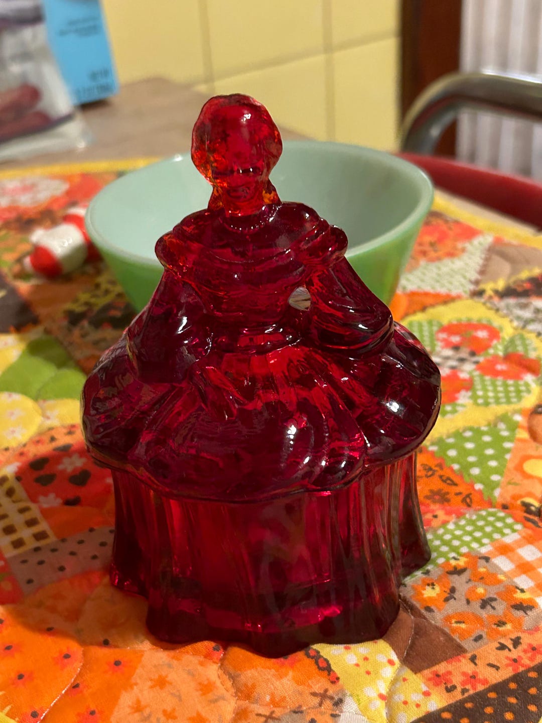 Vintage Mosser Red Amberina Lady Powder Box Trinket Box - Etsy
