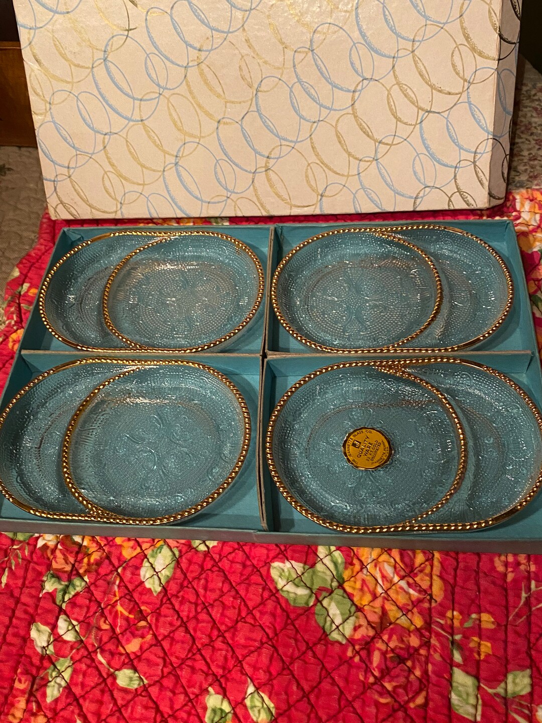 Vintage Jeannette Glass Coaster Ashtray Set of 4 Nos in Original Box - Etsy