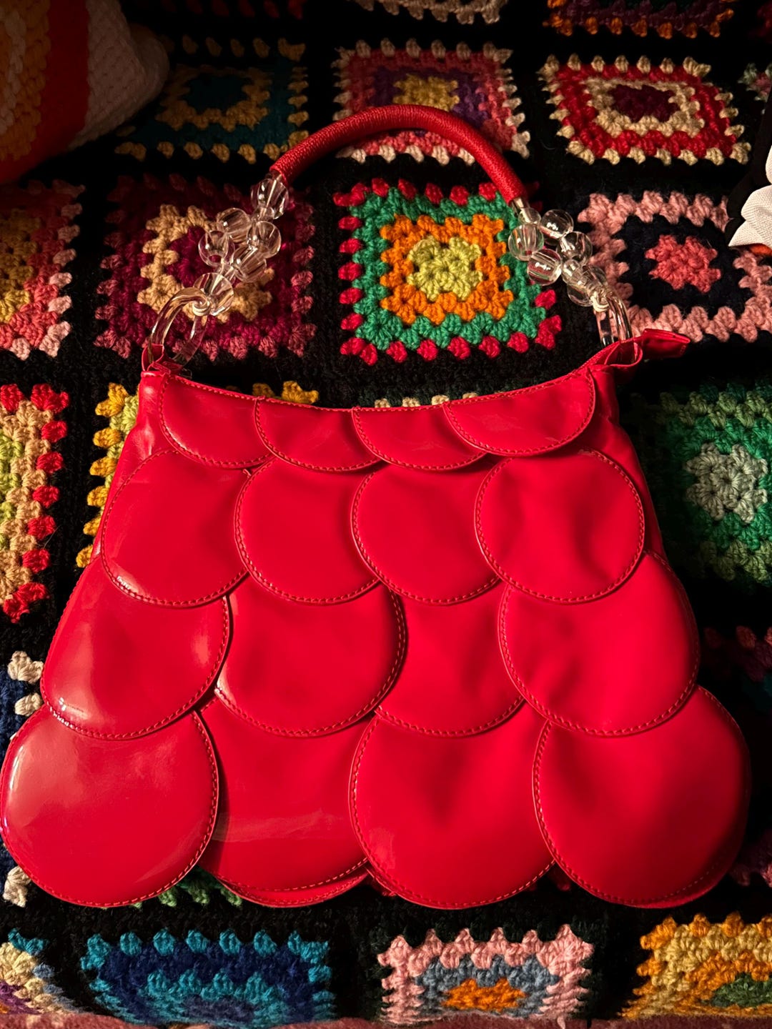 Vintage Samoe Lucite Handle Leather Scalloped Handbag - Etsy