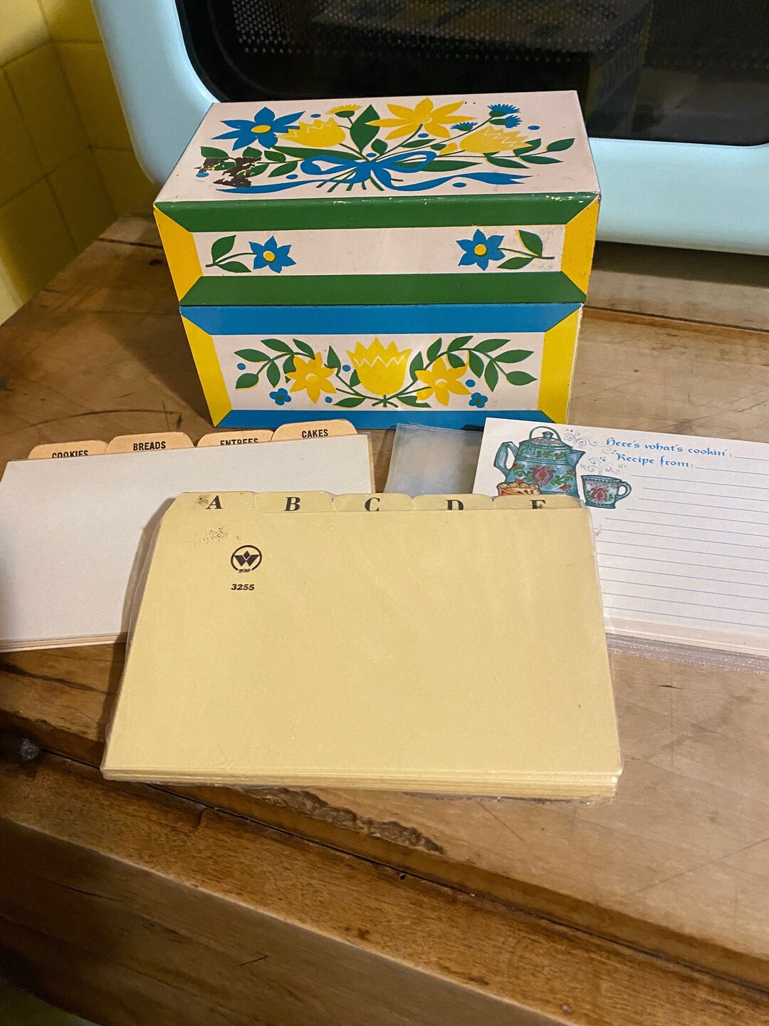 Vintage Metal Recipe Box With Recipe Cards and Dividers Set - Etsy