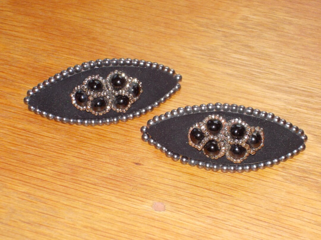 Vintage Black Beaded Shoe Clips - Etsy