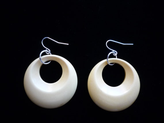 Vintage Large Pale Yellow/Ivory Bakelite Sterling Sil… - Gem