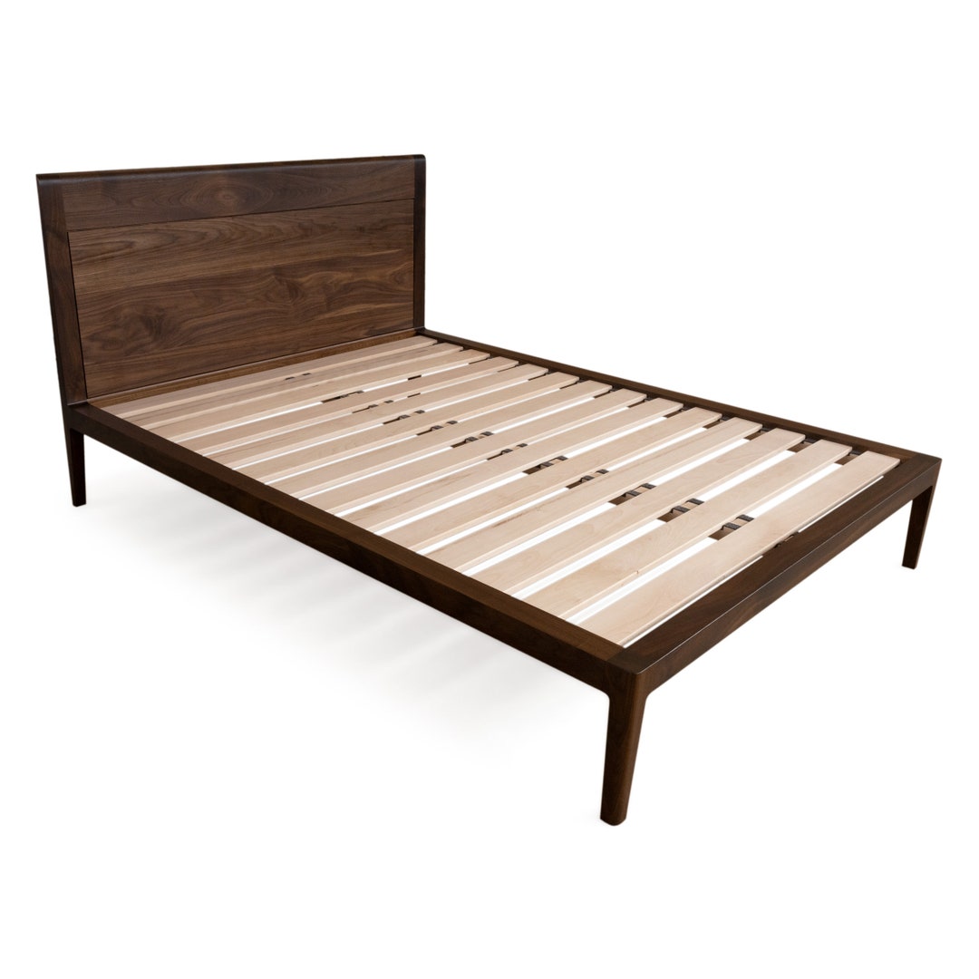 Walnut Platform Bed No. 1 A Modern Handmade Solid Wood Bed - Etsy Australia