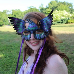 Raven Crow Custom Leather Masquerade Mask Rigid Ready to Wear or ...
