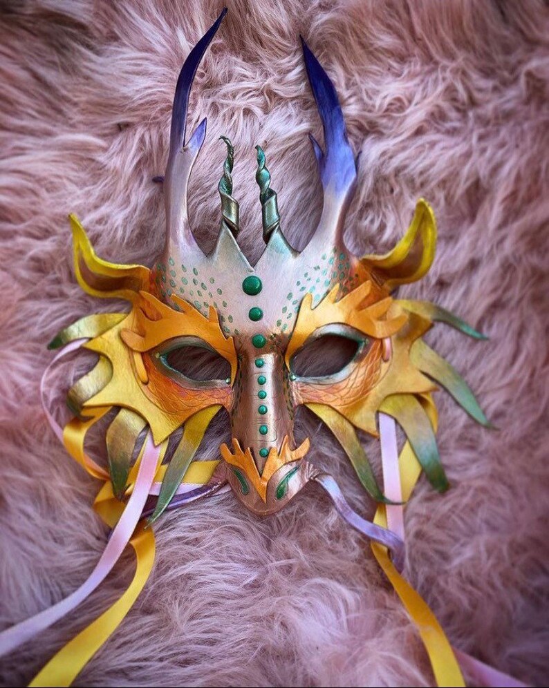 Custom Leather Frost Dragon Masquerade Mask Custom Painted - Etsy