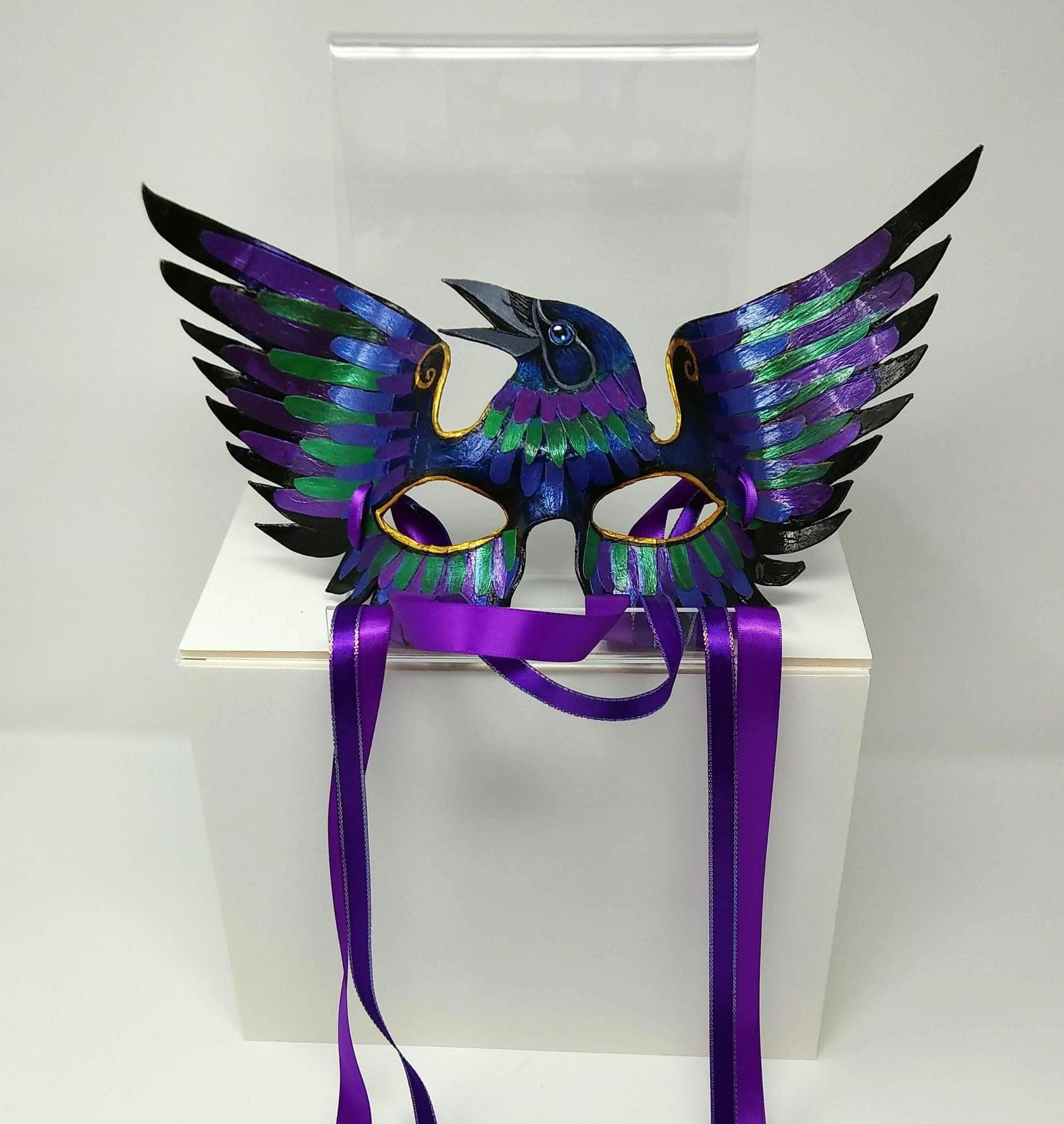 Raven Crow Custom Leather Masquerade Mask Rigid Ready to Wear - Etsy