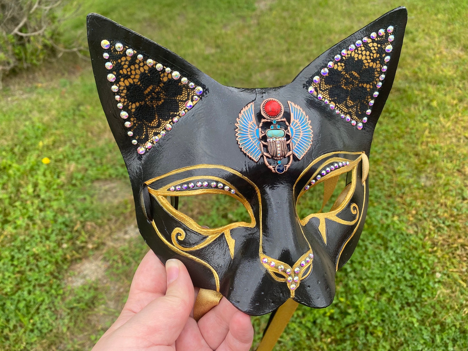 Custom Bastet Egyptian Cat Masquerade Mask Ready for Costume or Display ...