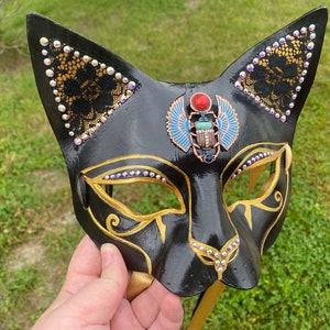 Custom Bastet Egyptian Cat Masquerade Mask Ready for Costume or Display ...
