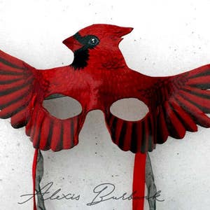 Cardinal Masquerade Leather Mask - Custom Painted Mask, Rigid Leather ...