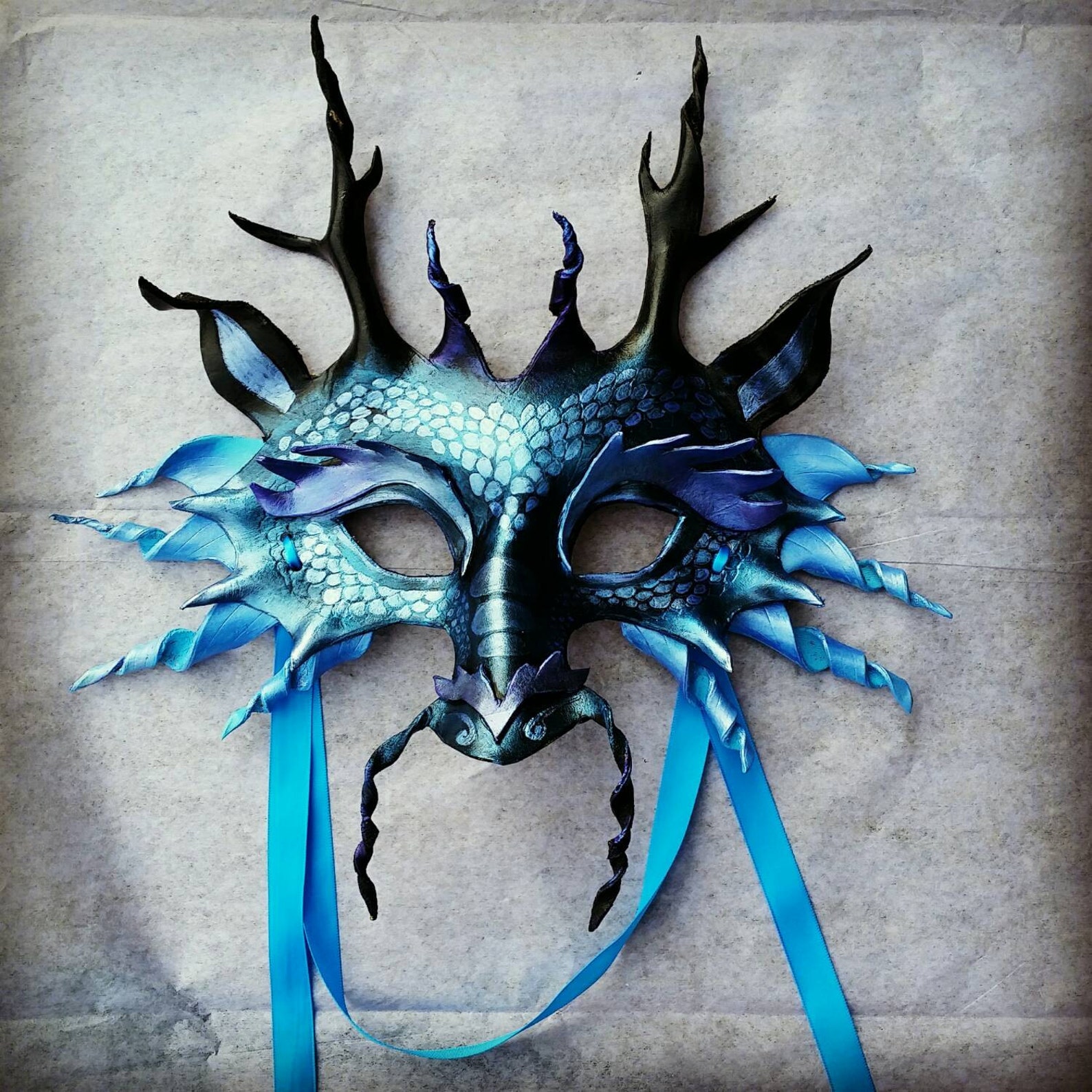 Custom Leather Frost Dragon Masquerade Mask Custom Painted - Etsy