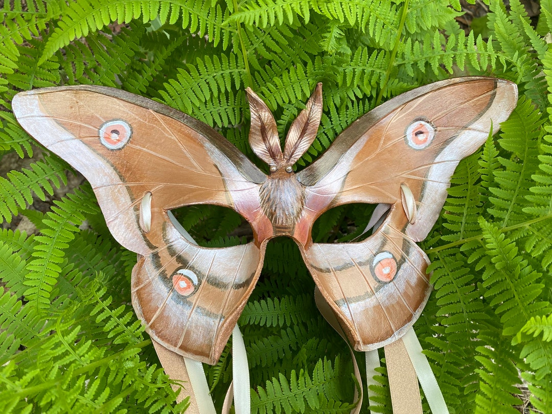 Custom Moth or Butterfly Leather Masquerade Mask - Custom Painted Mask ...