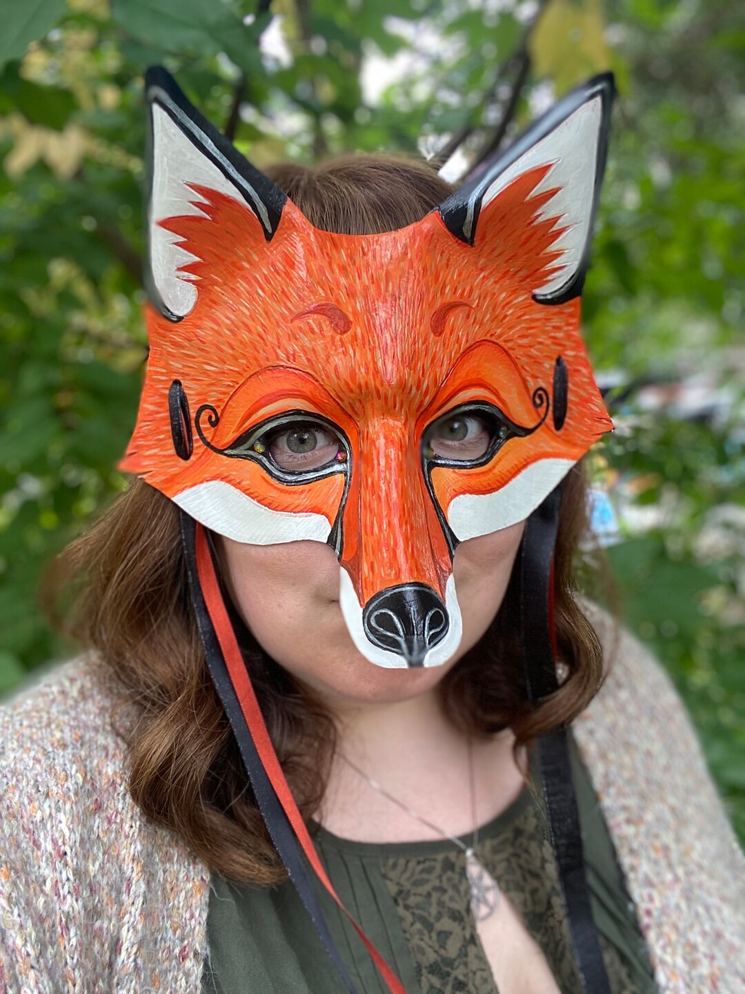 Custom Fox Leather Masquerade Mask - Custom Painted Mask, Rigid Leather ...