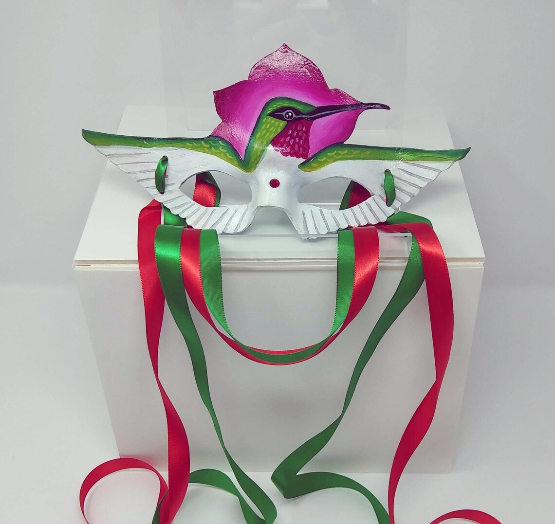 Custom Hummingbird Leather Masquerade Mask Custom Painted - Etsy