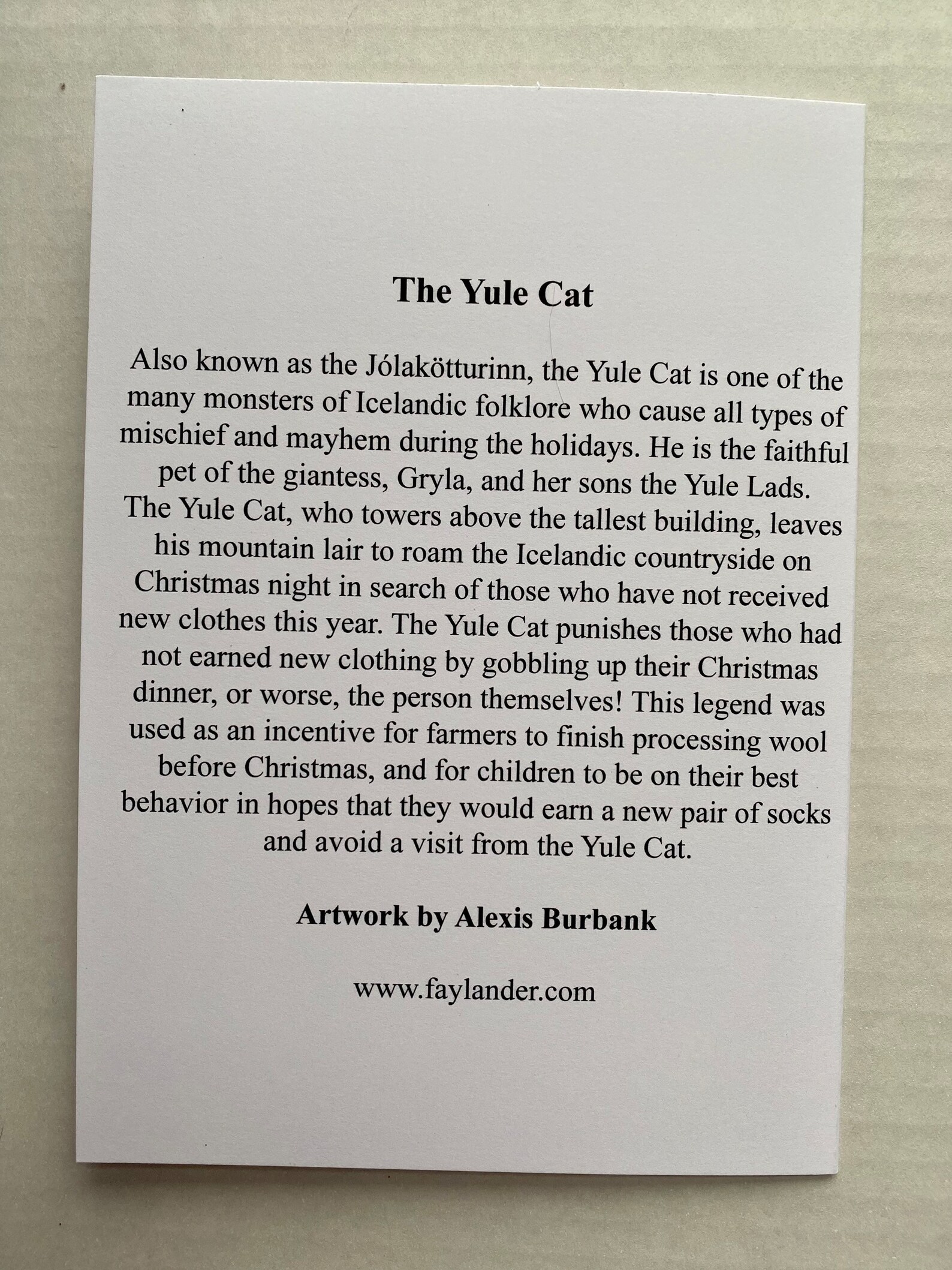 Yule Cat Jolakotturinn Icelandic Folklore Yuletide Christmas Greeting ...