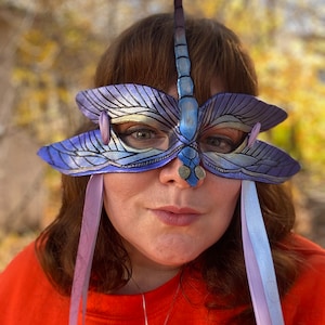 Iridescent Dragonfly Masquerade Leather Mask Custom Made to Order - Etsy