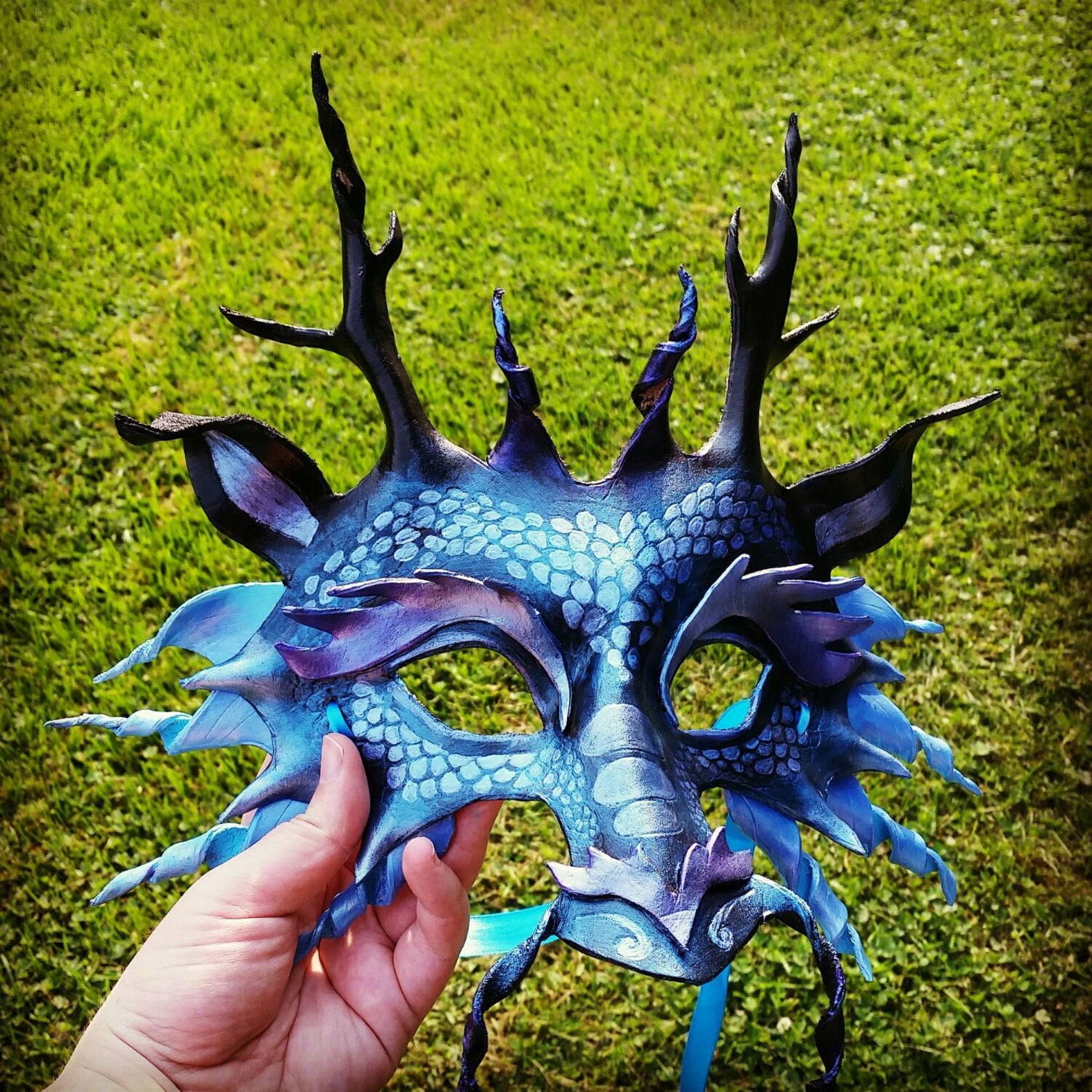 Custom Leather Frost Dragon Masquerade Mask Custom Painted - Etsy