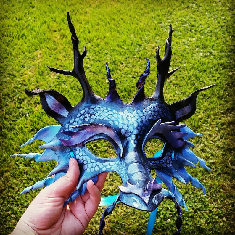 Custom Leather Frost Dragon Masquerade Mask Custom Painted - Etsy