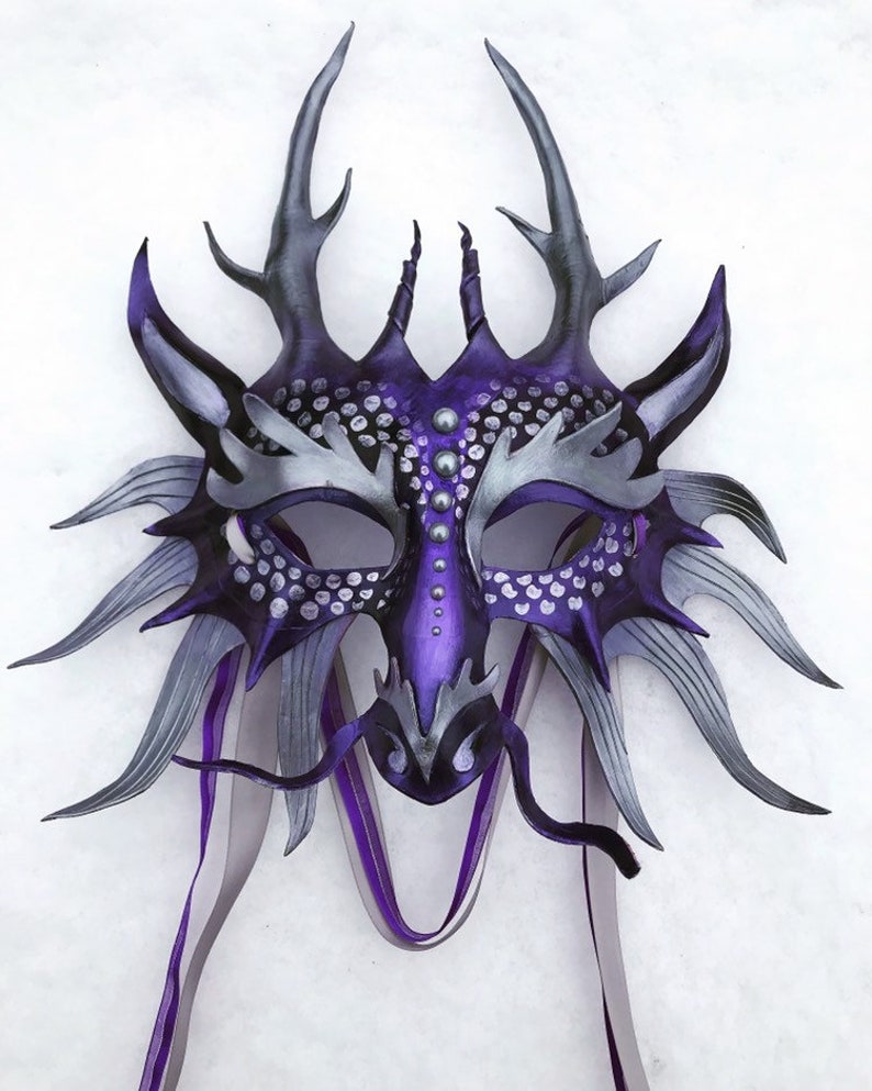 Custom Leather Frost Dragon Masquerade Mask Custom Painted - Etsy