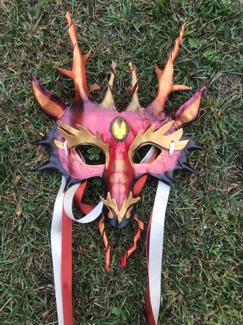 Custom Leather Frost Dragon Masquerade Mask Custom Painted - Etsy